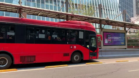 Long Red Articulated Red Mexico City Met... | Stock Video | Pond5