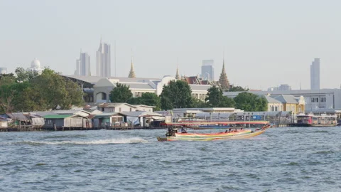 Long Tail Boat on Chao Phraya River Bang... | Stock Video | Pond5