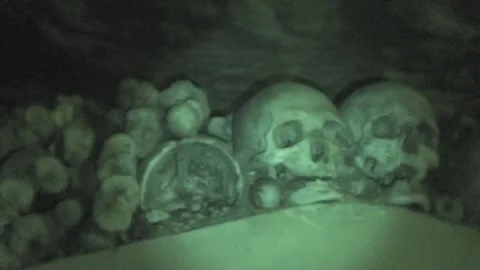 A Look Inside The Catacombs Of Paris, Fr... | Stock Video | Pond5