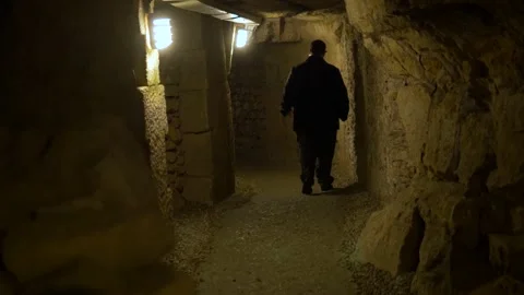 A Look Inside The Catacombs Of Paris, Fr... | Stock Video | Pond5