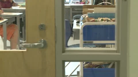 Looking in at classroom of students from... | Stock Video | Pond5