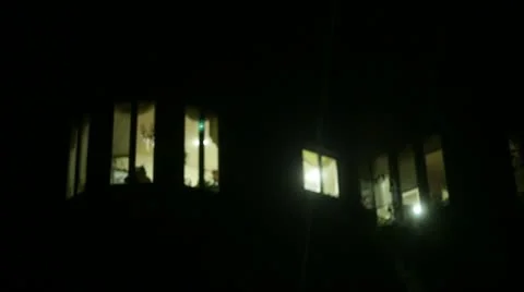 looking out window scary night lights wi... | Stock Video | Pond5