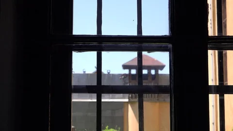 Looking from prison cell inside out to w... | Stock Video | Pond5