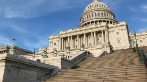 Looking up the steps of the U.S. Capitol... | Stock Video | Pond5