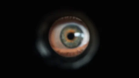 Looking Through Peephole In Door Viewer | Stock Video | Pond5