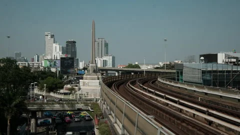 Looking to Victory Monument, BTS, elevat... | Stock Video | Pond5
