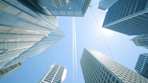 looking up view of city skyline building... | Stock Video | Pond5
