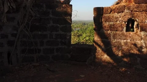 Lookout trough walls of Yashwantgad Fort... | Stock Video | Pond5