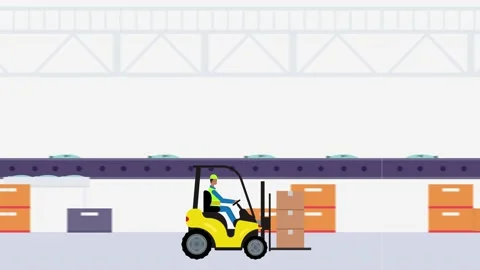 Loop animation of forklift in a factory ... | Stock Video | Pond5