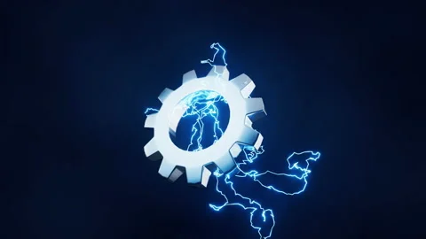 Loop animation of gear with lightning ef... | Stock Video | Pond5