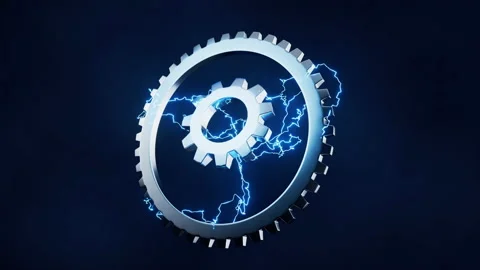 Loop animation of gears with lightning e... | Stock Video | Pond5
