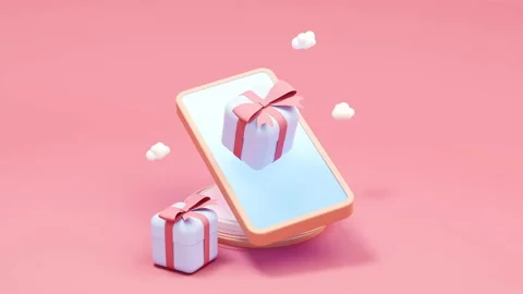 Loop animation of Mobile phone and gifts... | Stock Video | Pond5