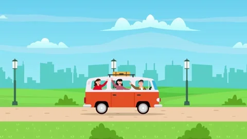 Loop animation of people on a van drivin... | Stock Video | Pond5