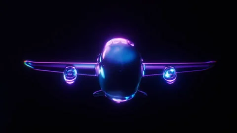 Loop animation of a plane with dark neon... | Stock Video | Pond5