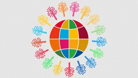 Loop animation of SDGs colored earth ico... | Stock Video | Pond5