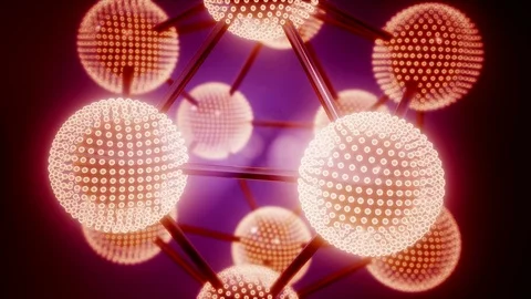 loop atom model on colored background | Stock Video | Pond5