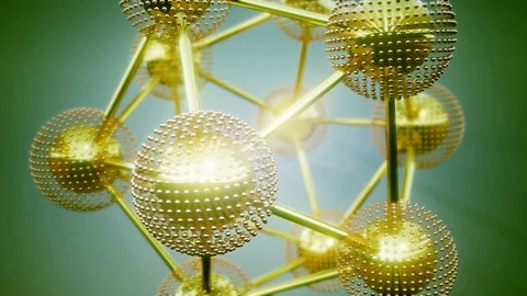 loop atom model on colored background | Stock Video | Pond5