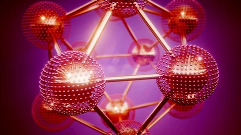 loop atom model on colored background | Stock Video | Pond5
