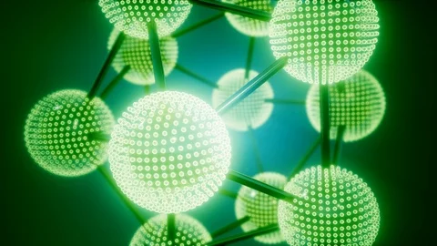loop atom model on colored background | Stock Video | Pond5
