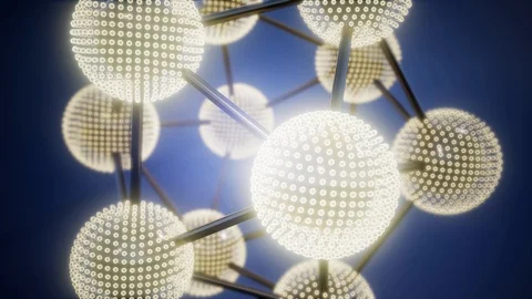 loop atom model on colored background | Stock Video | Pond5