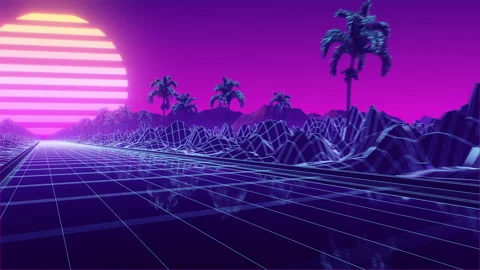 Loop background neon retro wave 80s styl... | Stock Video | Pond5