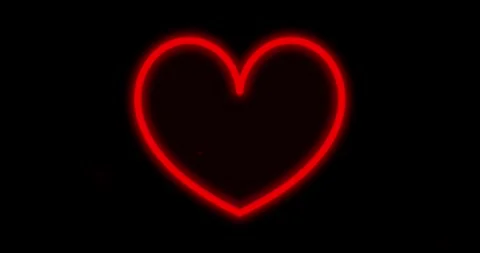 Loop With Big Red Neon Heart and Confett... | Stock Video | Pond5