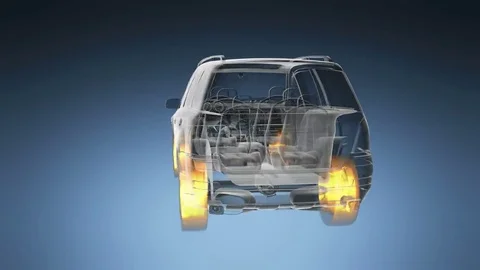 loop car rotate. visible engine and gear... | Stock Video | Pond5