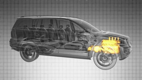 loop car rotate. visible engine and gear... | Stock Video | Pond5