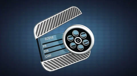 loop cinema clap on blue background | Stock Video | Pond5
