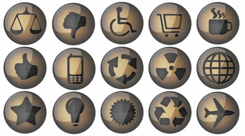 loop icon set with alpha | Stock Video | Pond5