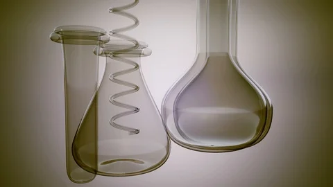 loop Laboratory glassware on colored bac... | Stock Video | Pond5