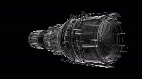 loop rotate jet engine turbine of plane,... | Stock Video | Pond5