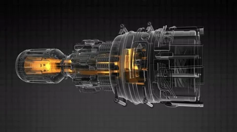 loop rotate jet engine turbine of plane,... | Stock Video | Pond5