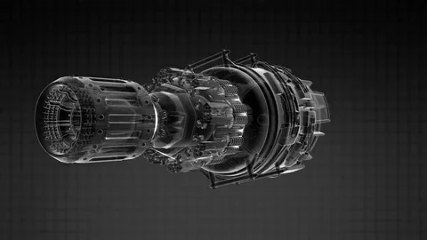 loop rotate jet engine turbine of plane,... | Stock Video | Pond5