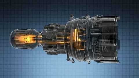loop rotate jet engine turbine of plane,... | Stock Video | Pond5
