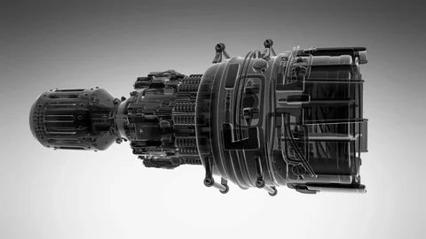 loop rotate jet engine turbine of plane,... | Stock Video | Pond5