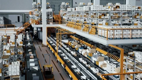 Loop Transmitting Of Packaging Box On Th... | Stock Video | Pond5