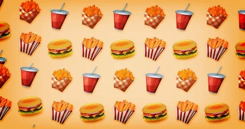 Loopable 2d Motion Graphics Fast Food Ba... | Stock Video | Pond5