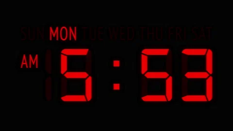 Loopable: Red LED Digital Clock Displays... | Stock Video | Pond5