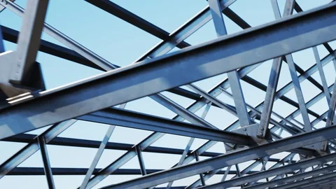 Loopable steel roof truss on a clear sky... | Stock Video | Pond5