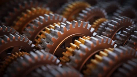 Looped 3D animation of a gear mechanism ... | Stock Video | Pond5
