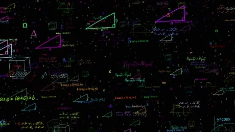 Looped animation of flying formulas and ... | Stock Video | Pond5