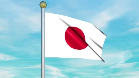 Looping Animated Flag of Japan on a Pole | Stock Video | Pond5