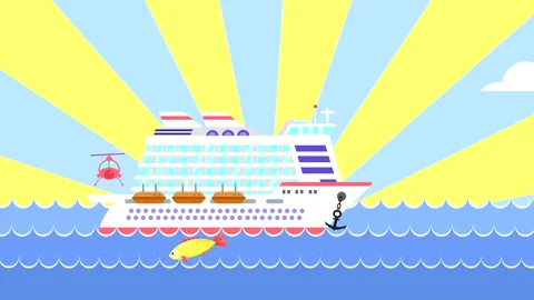 Looping animation with a cruise ship on ... | Stock Video | Pond5