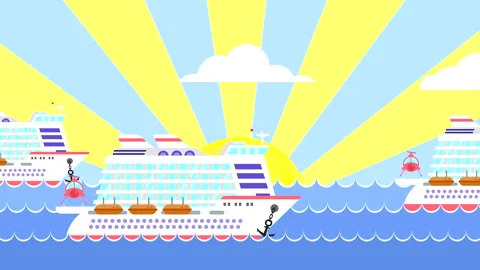 Looping animation with cruise ships on t... | Stock Video | Pond5