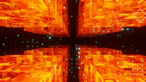 looping animation, cubic shapes with tec... | Stock Video | Pond5