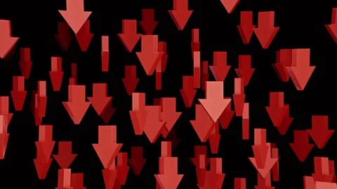 Looping Animation of Falling Red Arrows | Stock Video | Pond5
