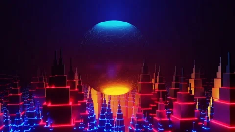 Looping animation of the futuristic city... | Stock Video | Pond5