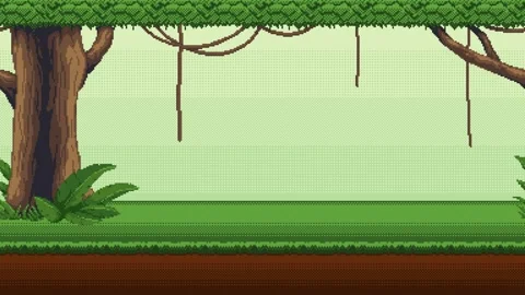 Looping animation of pixel art jungle fo... | Stock Video | Pond5