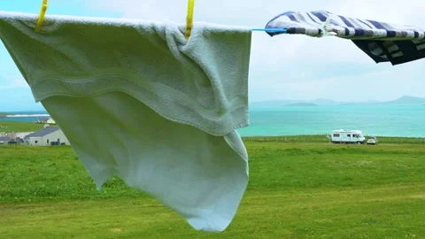 Looping Waving Clothes on Line, Windy Da... | Stock Video | Pond5